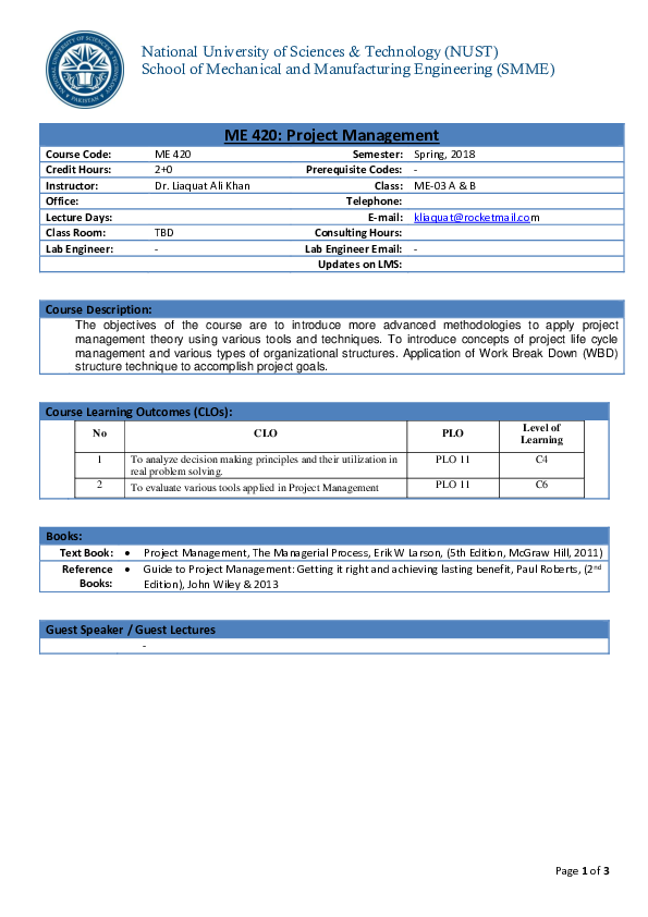 (DOC) PM course outline | Fahad Athar - Academia.edu
