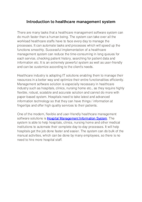 (DOC) Introduction to healthcare management system.docx