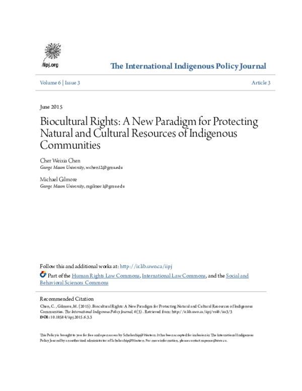 (PDF) Biocultural Rights: A New Paradigm to Protect the Rights of ...