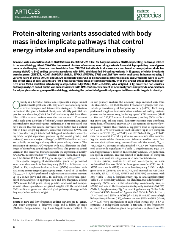 (PDF) Protein-altering variants associated with body mass index ...