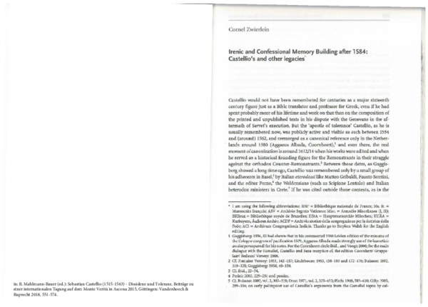 (PDF) Zwierlein Castellio Confessional Memory Building after 1584a.pdf