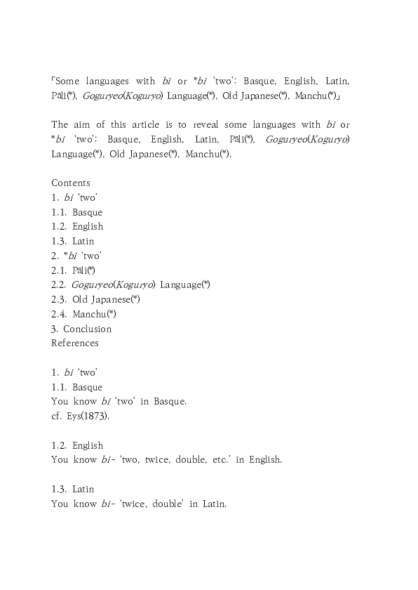 (PDF) Some languages with bi or *bi ‘two’: Basque, English, Latin, Pāli ...