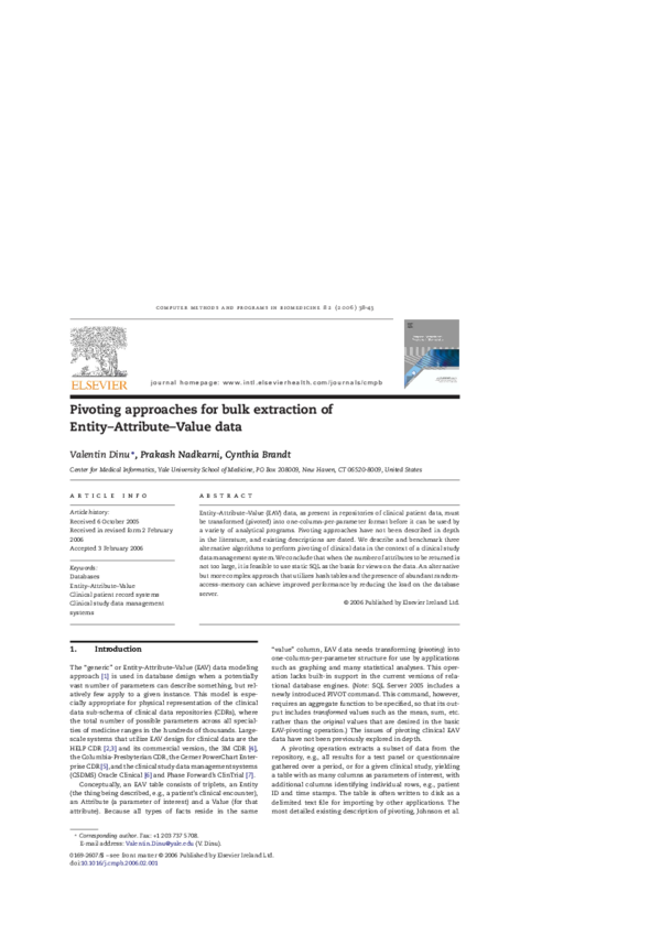 Pdf Pivoting Approaches For Bulk Extraction Of Entity Attribute Value Data Valentin Marius