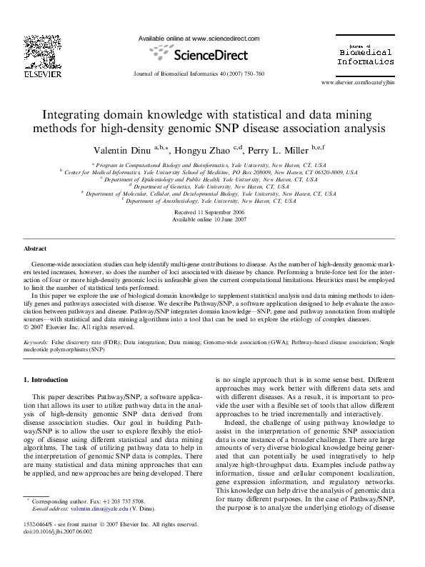 (PDF) Integrating domain knowledge with statistical and data mining methods for high-density ...