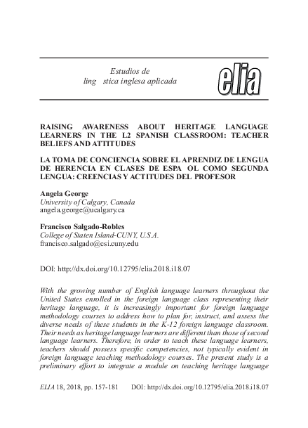 (PDF) Raising awareness about heritage language learners in the L2 ...