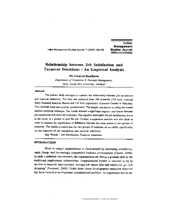 (PDF) Relationship between Job Satisfaction and Turnover Intentions.pdf