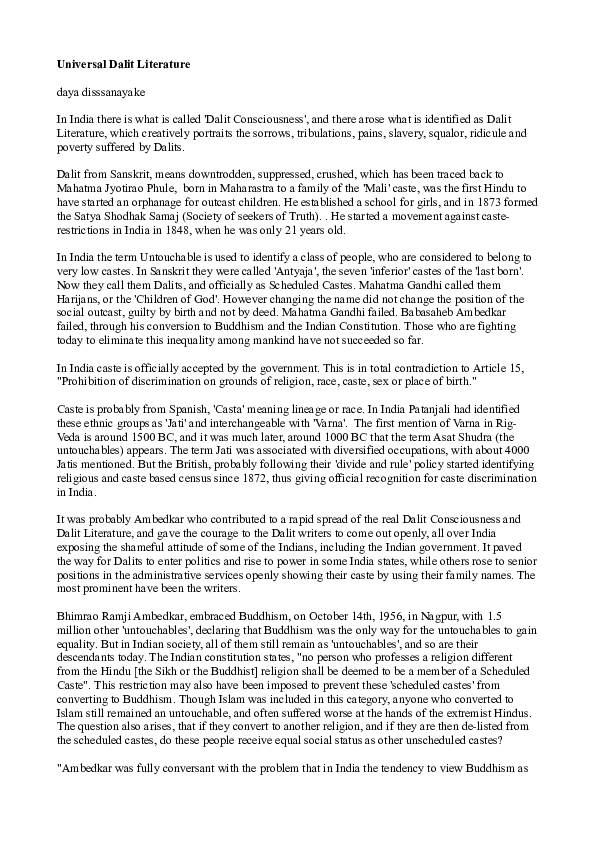 (DOC) universal dalit literature.doc