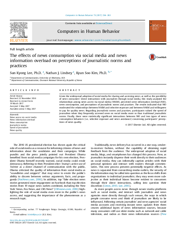 (PDF) The effects of news consumption via social media and news ...