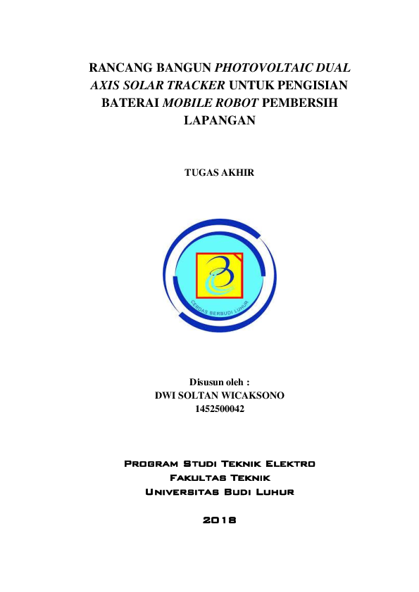 Pdf Rancang Bangun Photovoltaic Dual Axis Solar Tracker Untuk