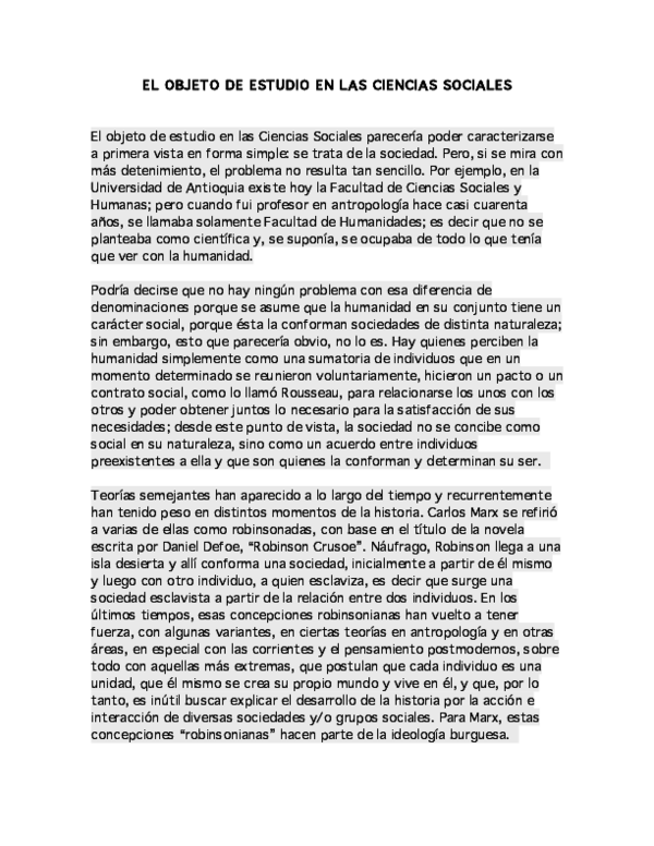 (PDF) EL OBJETO DE ESTUDIO EN LAS CIENCIAS SOCIALES