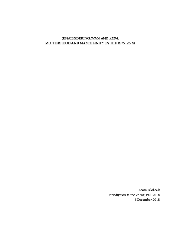 (PDF) (En)Gendering Imma and Abba: Motherhood and Masculinity in the ...