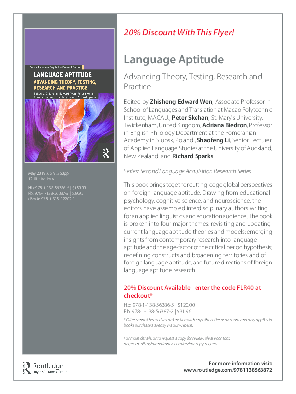 (PDF) Language Aptitude: Advancing Theory, Testing, Research and ...