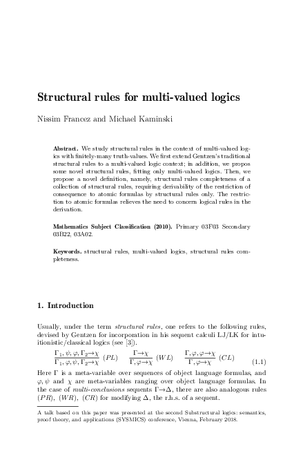 (PDF) Structural rules for multi-valued logics