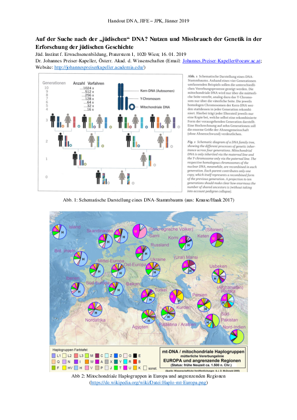 (PDF) In search of the "Jewish" DNA? Use and Abuse of Genetics in the ...