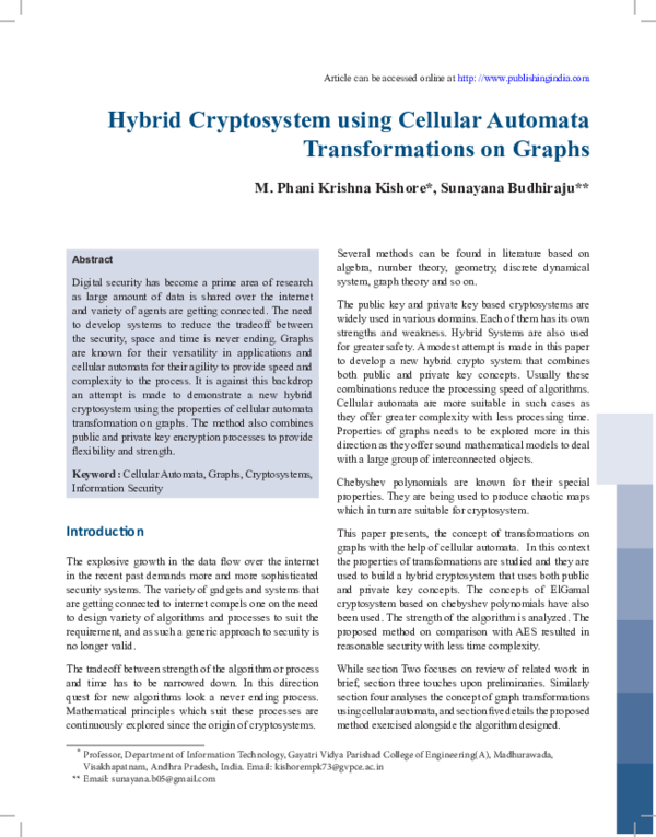 (PDF) Hybrid Cryptosystem using Cellular Automata Transformations on Graphs.pdf