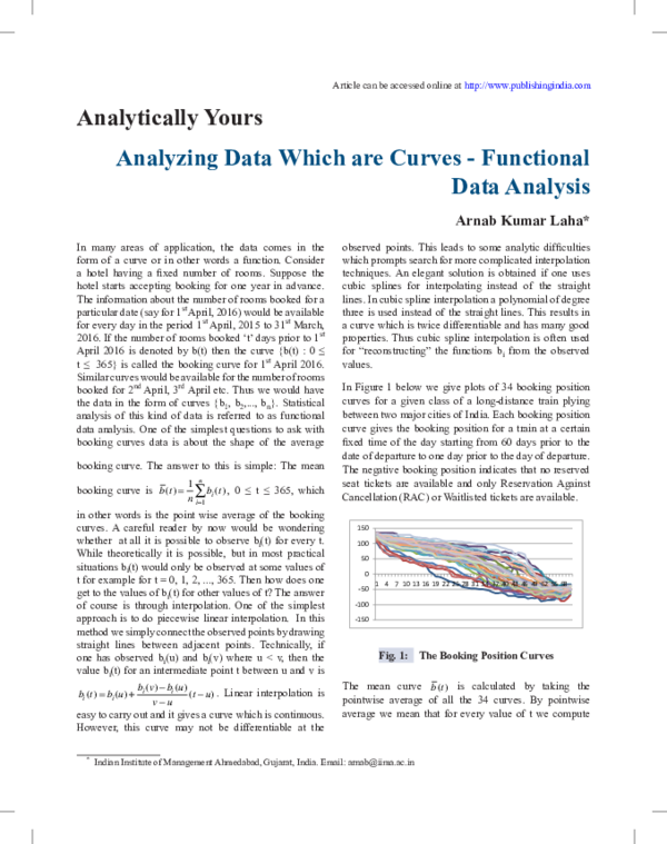 Pdf Analyzing Data Which Are Curves Functional Data Analysis