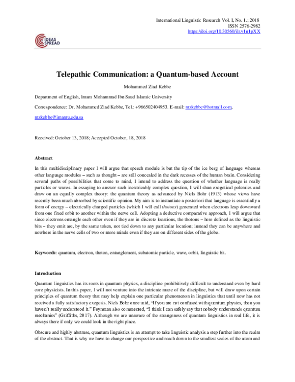 (PDF) Telepathic Communication: a Quantum-based Account Telepathy-2.pdf