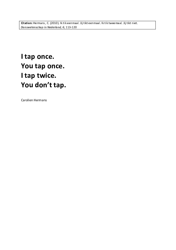 (PDF) I tap once. You tap once. I tap twice. You don’t tap.