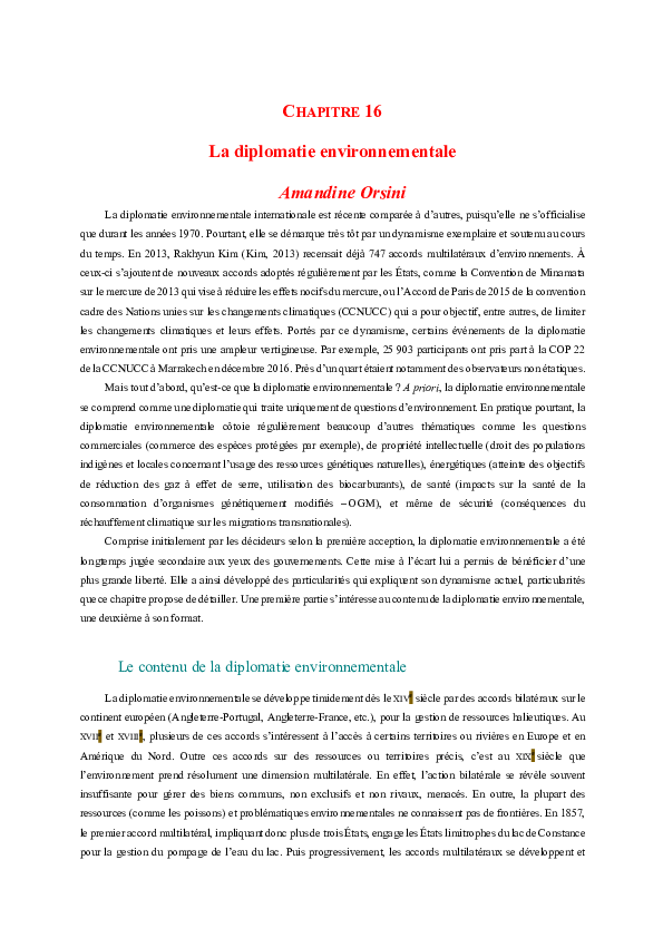 (PDF) Orsini, A. 2018. La diplomatie environnementale. Dans Thierry ...