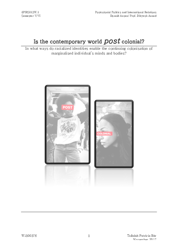 (PDF) Is the contemporary world post colonial? In what ways do ...