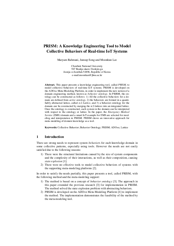 (PDF) PRISM: A Knowledge Engineering Tool to Model Collective Behaviors ...