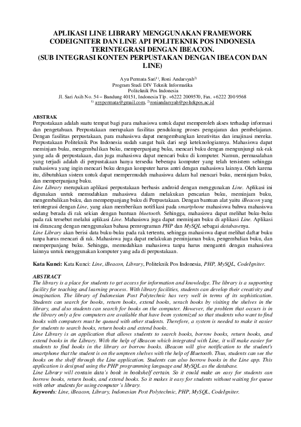 (DOC) APLIKASI LINE LIBRARY MENGGUNAKAN FRAMEWORK CODEIGNITER DAN LINE ...