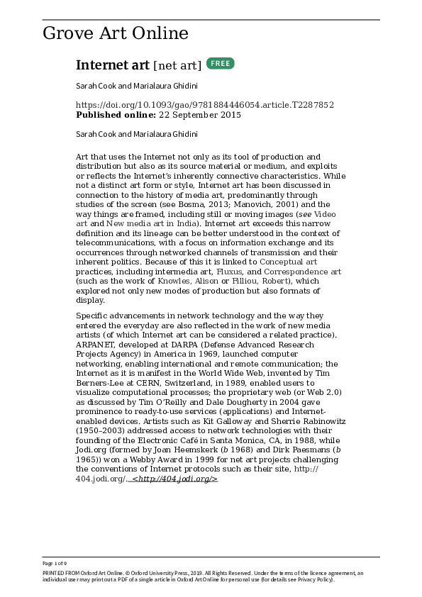 (PDF) Internet art [net art]