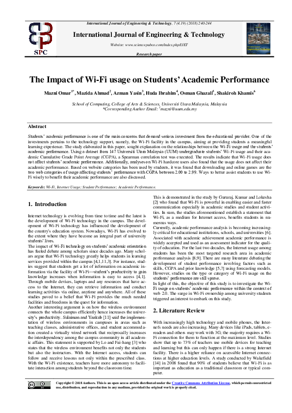 (PDF) The Impact of Wi-Fi usage on Students’ Academic Performance