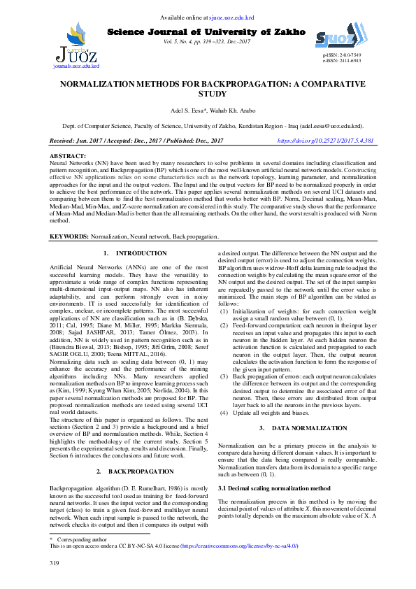 (PDF) A Normalization Methods for Back propagation: A Comparative Study.pdf