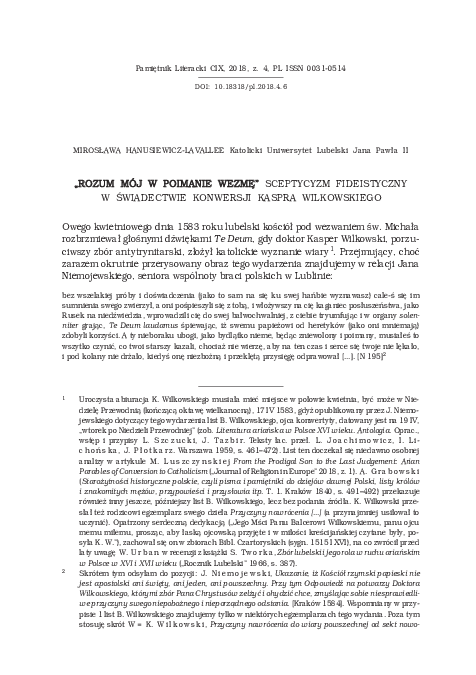 (PDF) "Rozum mój w poimanie wezmę”. Sceptycyzm fideistyczny w ...