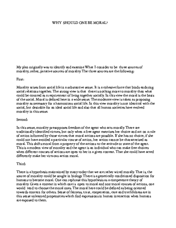 (PDF) Why Should One Be Moral?
