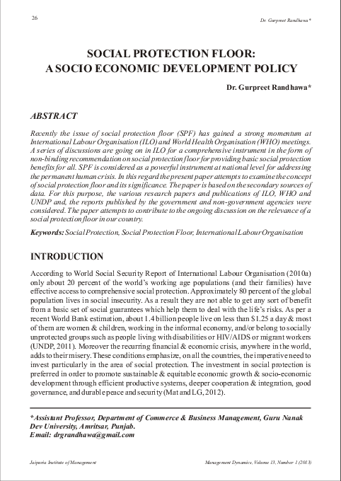 (PDF) Social Protection Floor A Socio Economic Development Policy.pdf