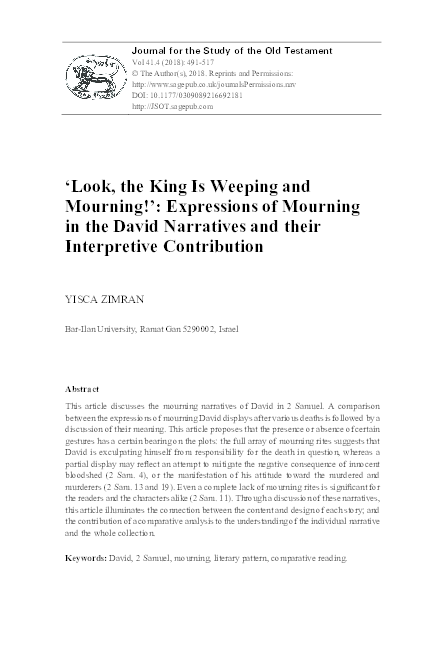 (PDF) Look the King is Weeping and Mourning Expressions of Mourning in ...