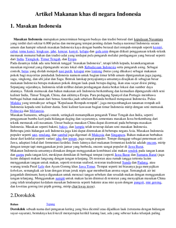 (DOC) Artikel Makanan khas di negara Indonesia