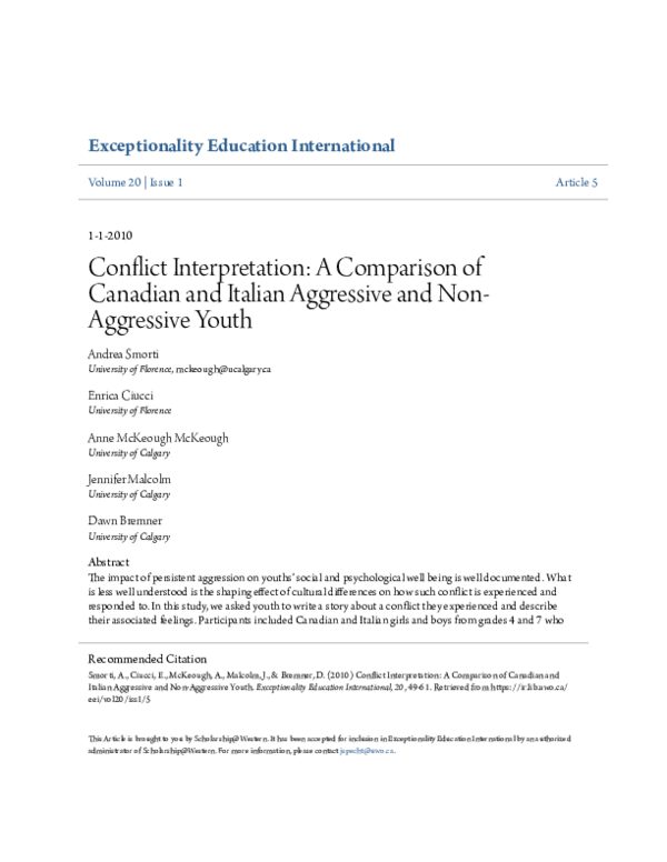 (PDF) Conflict Interpretation: A Comparison of Canadian and Italian ...