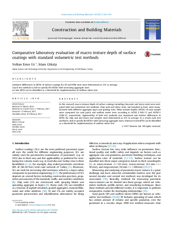 Pdf Comparative Laboratory Evaluation Of Macro Texture Depth Of
