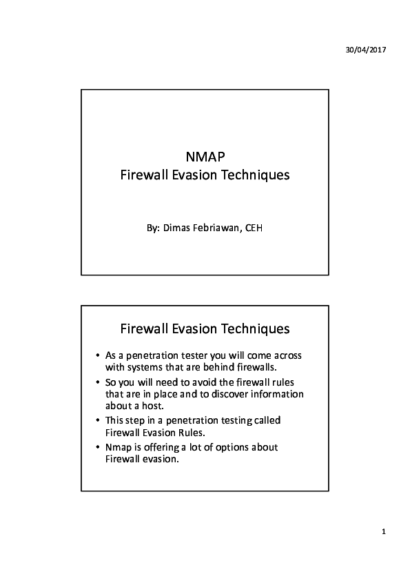 (PDF) Nmap Firewall Evasion Techniques