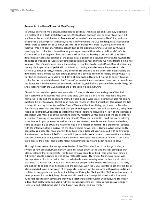 (PDF) Account for the rise of power of mao zedong