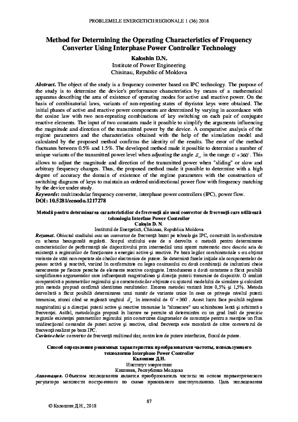 (PDF) Method for Determining the Operating Characteristics of Frequency ...