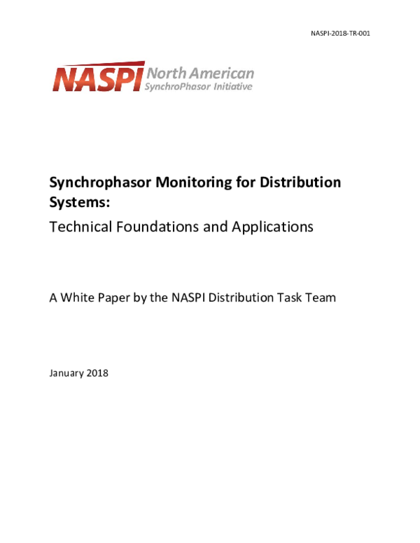 Pdf Synchrophasor Monitoring For Distribution Systems Technical