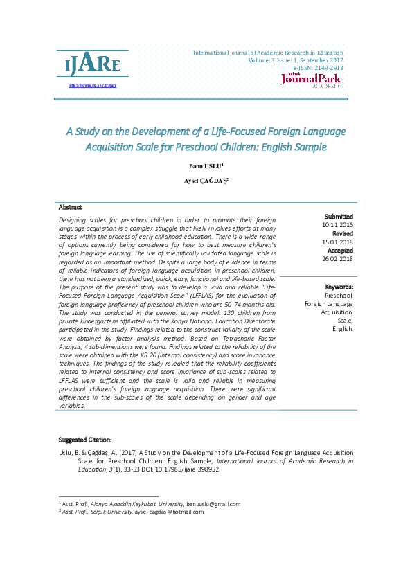 (PDF) A Study on the Development of a Life-Focused Foreign Language ...
