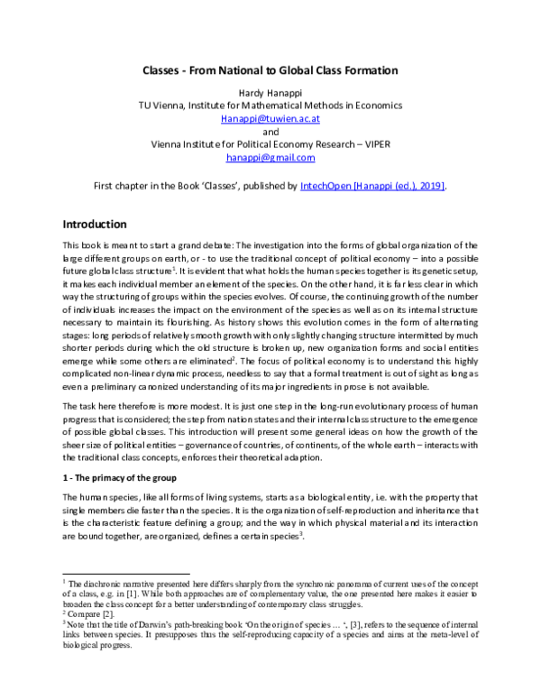 (PDF) Classes - From National to Global Class Formation