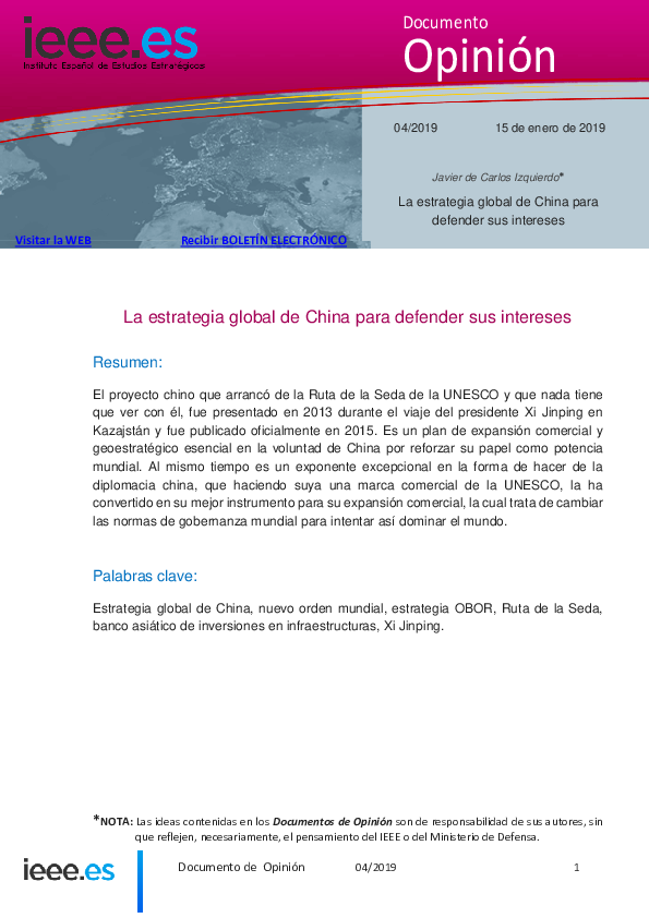 (PDF) China's Global Strategy. An Overview
