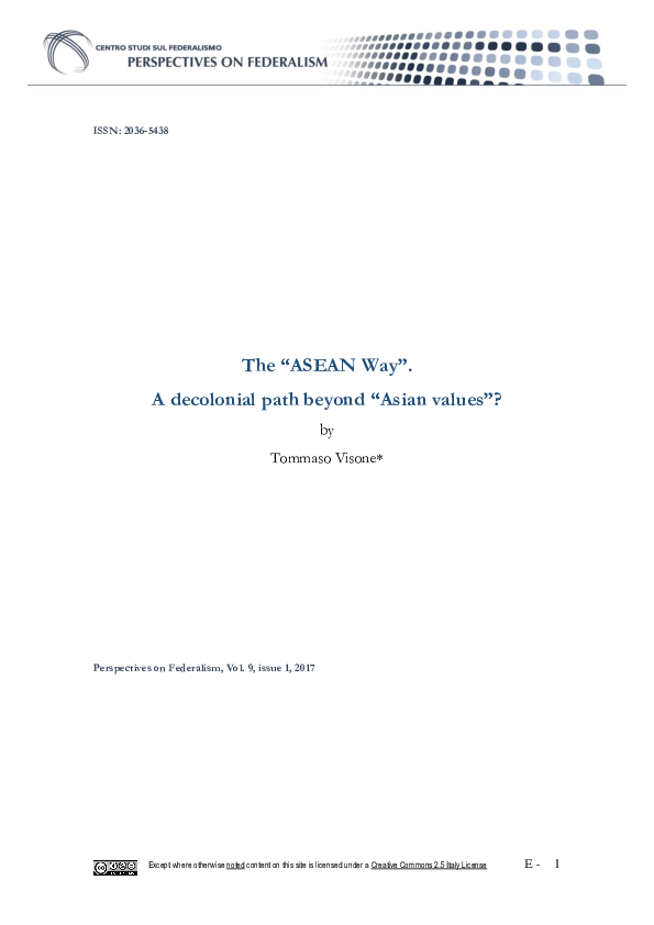 (PDF) The “ASEAN Way”. A decolonial path beyond “Asian values”