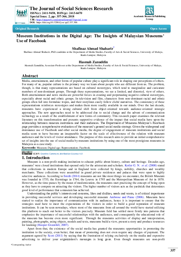 (PDF) Museum Institution in the Digital Age - The Insights of Malaysian ...
