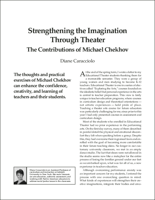 (PDF) Strengthening the Imagination through Theatre: The Contributions ...
