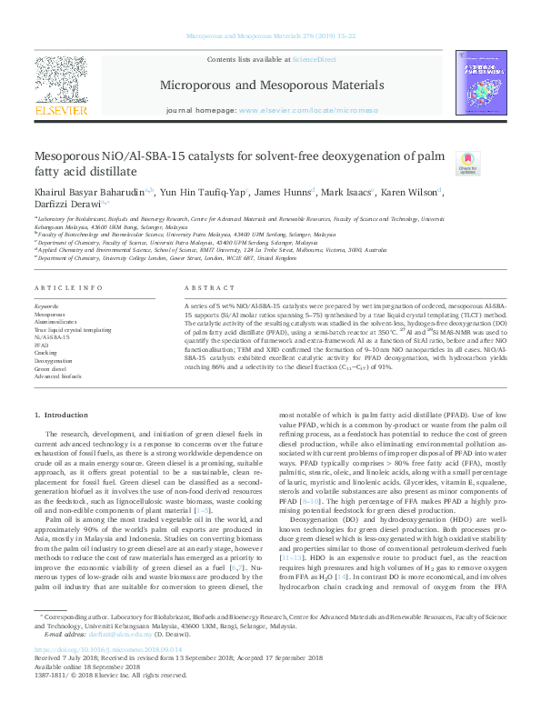 (PDF) Mesoporous NiO/Al-SBA-15 catalysts for solvent-free deoxygenation ...