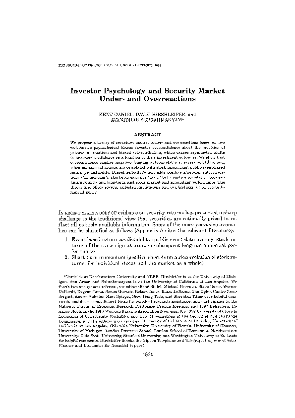 (PDF) Daniel et al 1998 The Journal of Finance in indonesia