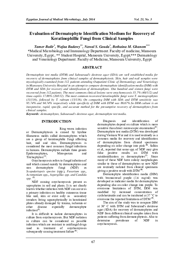 (PDF) Evaluation of Dermatophyte Identification Medium for Recovery of.pdf