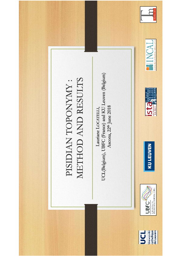 (PDF) Pisidian Toponymy : Method and Results